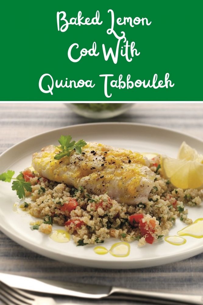 Baked Lemon Cod With Quinoa Tabbouleh - Claire Justine