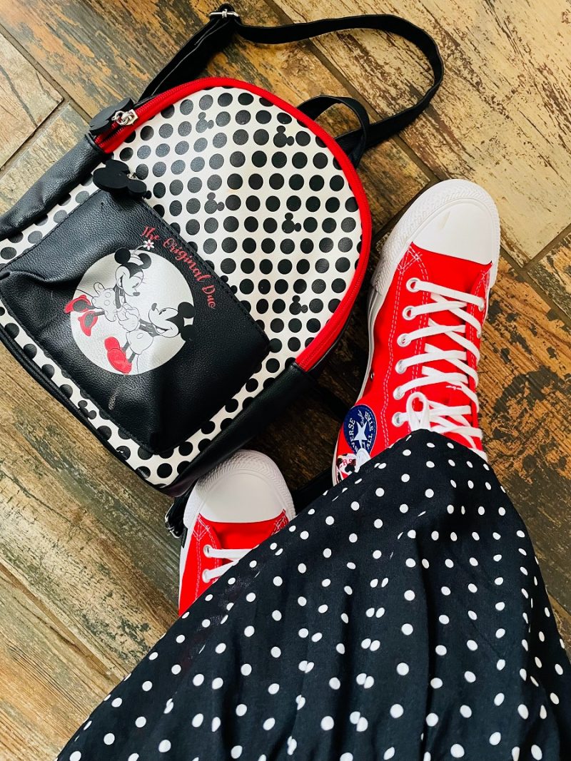 Red Converse Boots And Polka Dot Maxi Dress - Claire Justine